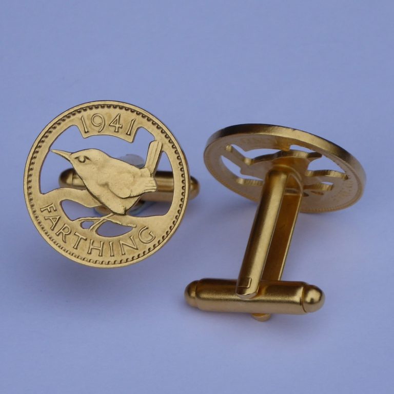 Coin cufflinks personalised with a year of birth. Coinwear coin cufflinks