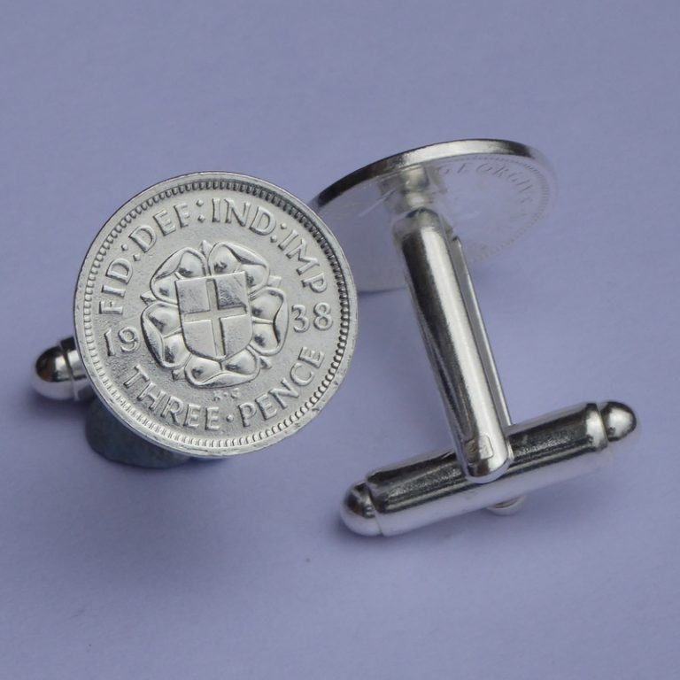 Coin cufflinks personalised with a year of birth. Coinwear coin cufflinks